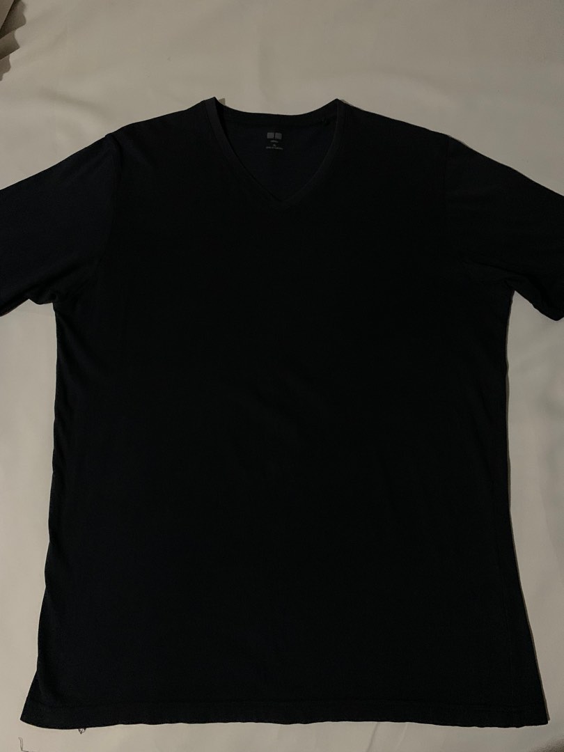 Uniqlo Black Vneck Supima shirt, Men's Fashion, Tops & Sets, Tshirts & Polo Shirts on Carousell