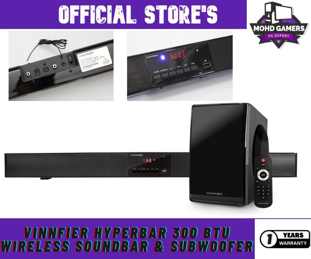 VINNFIER HYPERBAR 300 BTU WIRELESS SOUNDBAR & SUBWOOFER, Audio ...