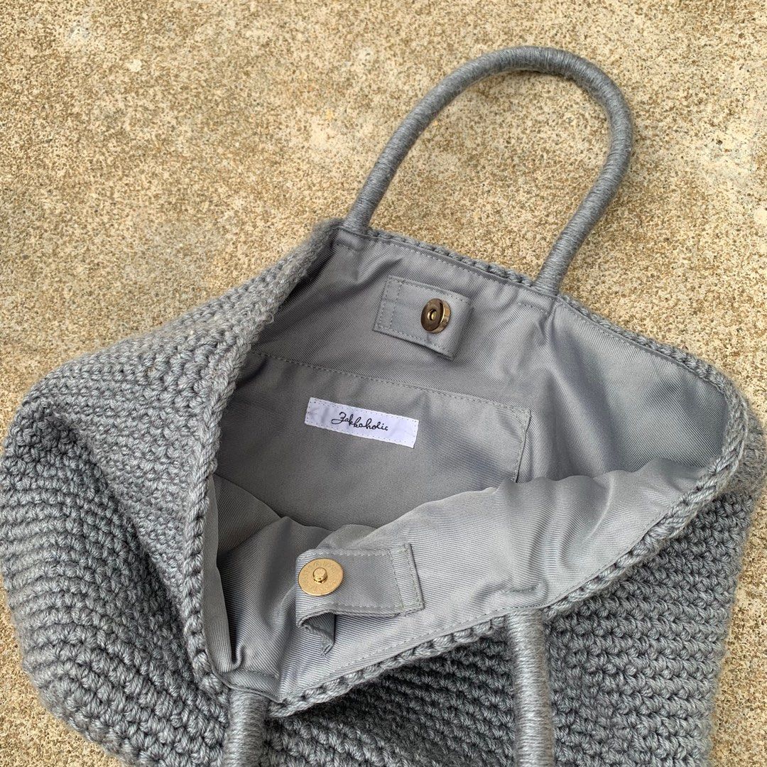 Vintage Grey Crochet Bag, Women's Fashion, Bags & Wallets, Tote Bags on ...