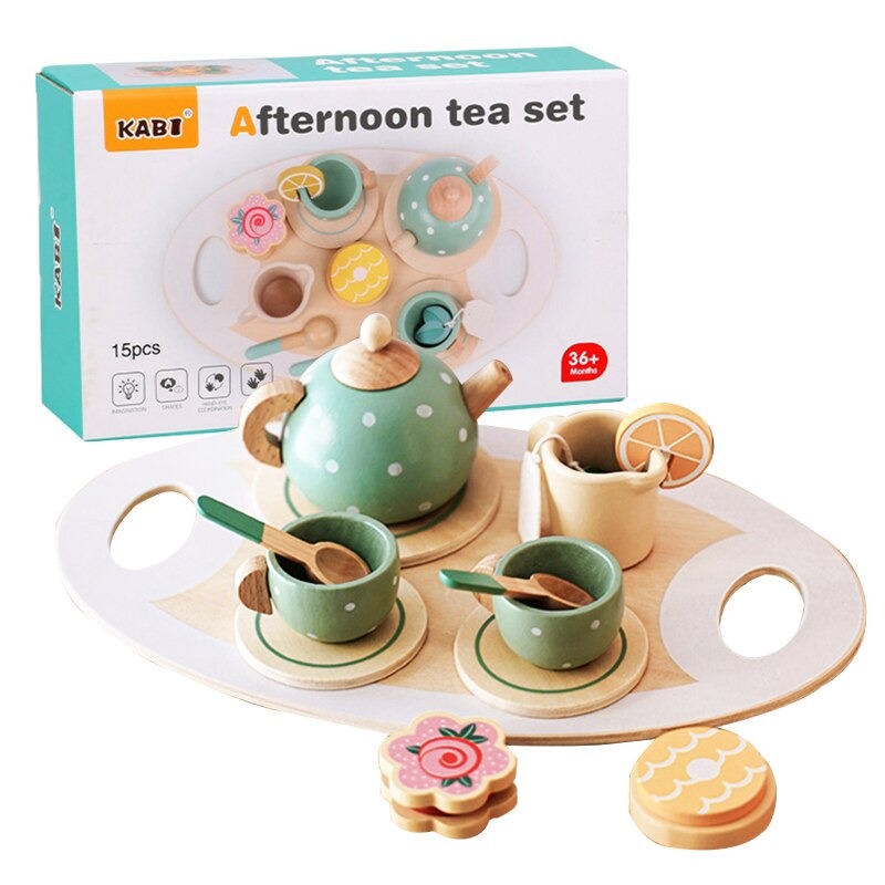 Wooden Afternoon Tea Set Toy Pretend Play Food L, 興趣及遊戲, 玩具 & 遊戲類 ...