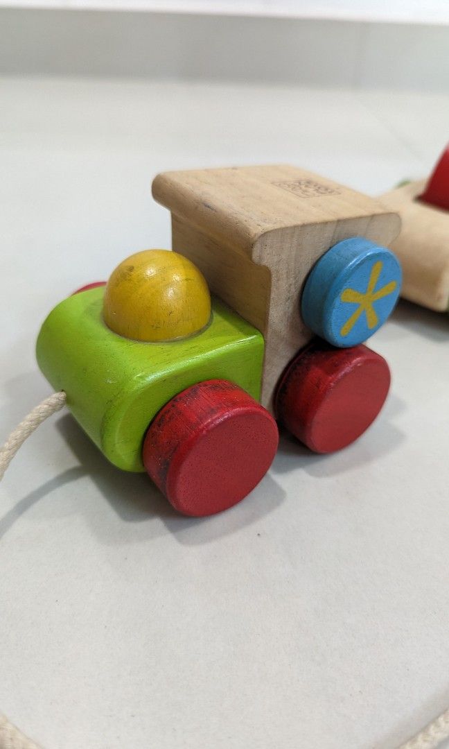 Wooden pull-along toy train, Babies & Kids, Infant Playtime on Carousell