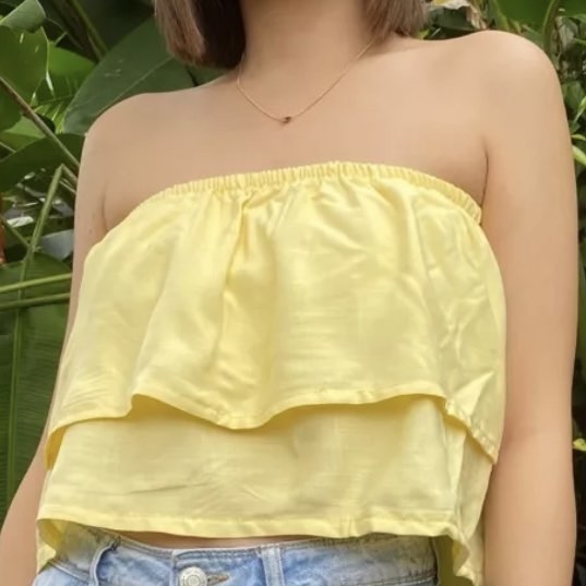 Yellow Tube Top, Women's Fashion, Tops, Sleeveless on Carousell
