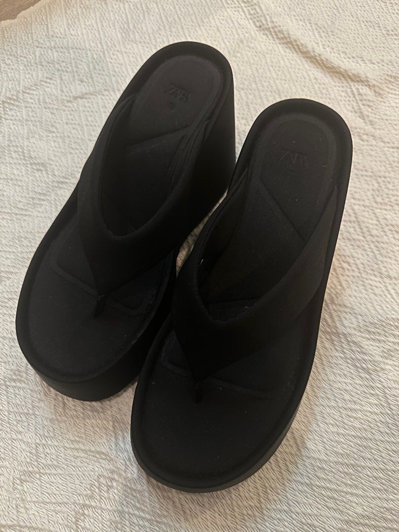 Zara neoprene wedge sandals, Women's Fashion, Footwear, Wedges on Carousell