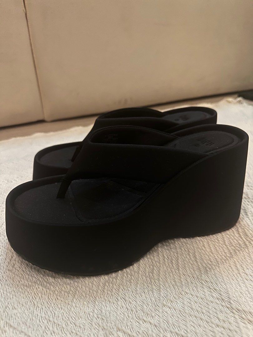 Zara neoprene wedge sandals, Women's Fashion, Footwear, Wedges on Carousell