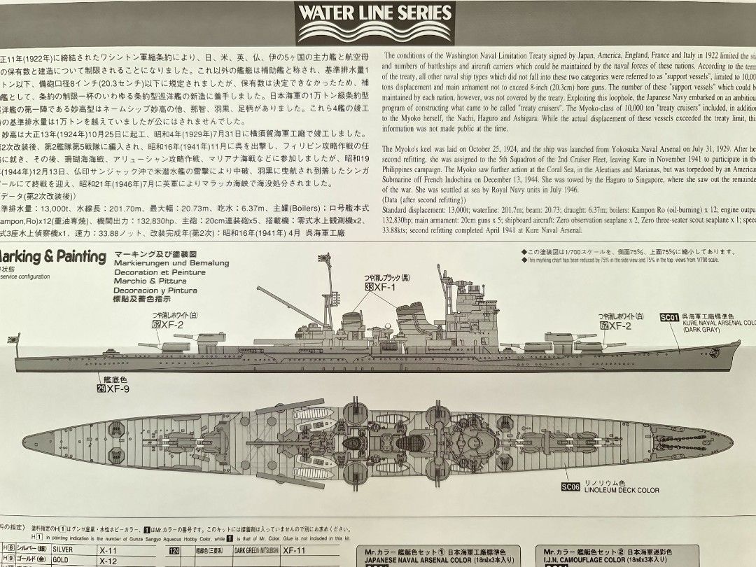 1/700 #43157 Hasegawa Full Hull IJN Myoko Class Heavy Cruiser, Myoko ...