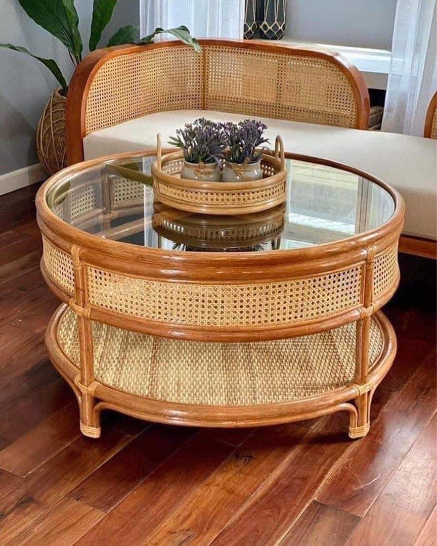 35 inches diameter Rattan solihiya weaved center table on Carousell