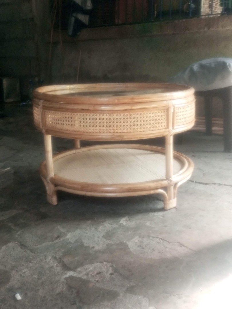 35 inches diameter Rattan solihiya weaved center table on Carousell