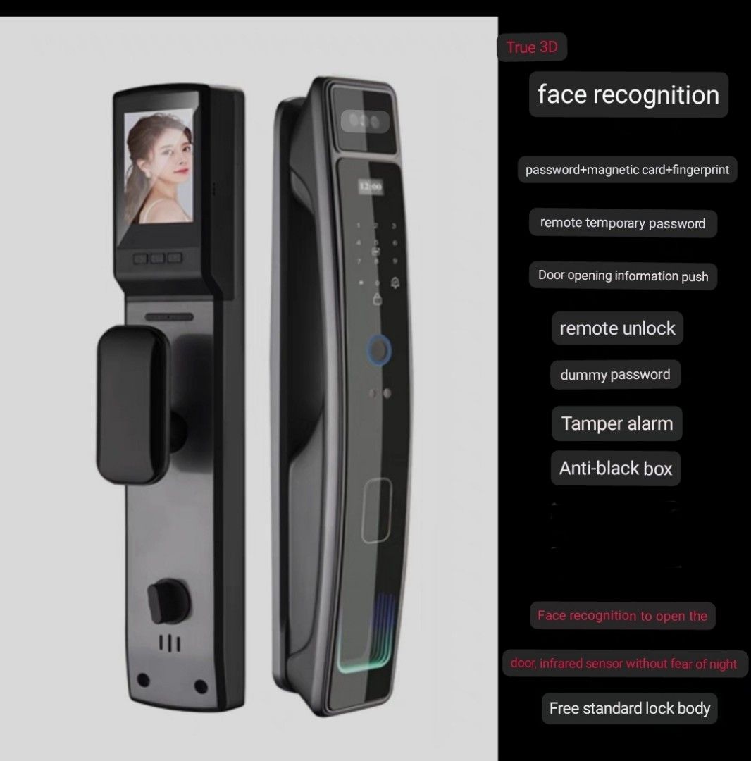 3D Facial Recognition Smart Lock For Main Wooden Door, Furniture & Home ...