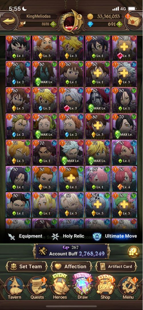 seven deadly sins grand cross stacked demons+costumes account, Video ...