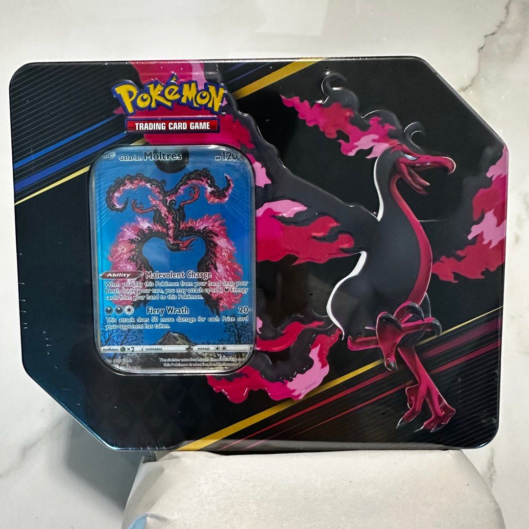 英文版鐵盒 Pokémon TCG: Crown Zenith Tin (Galarian Moltres), 興趣及遊戲, 玩具 & 遊戲類 ...