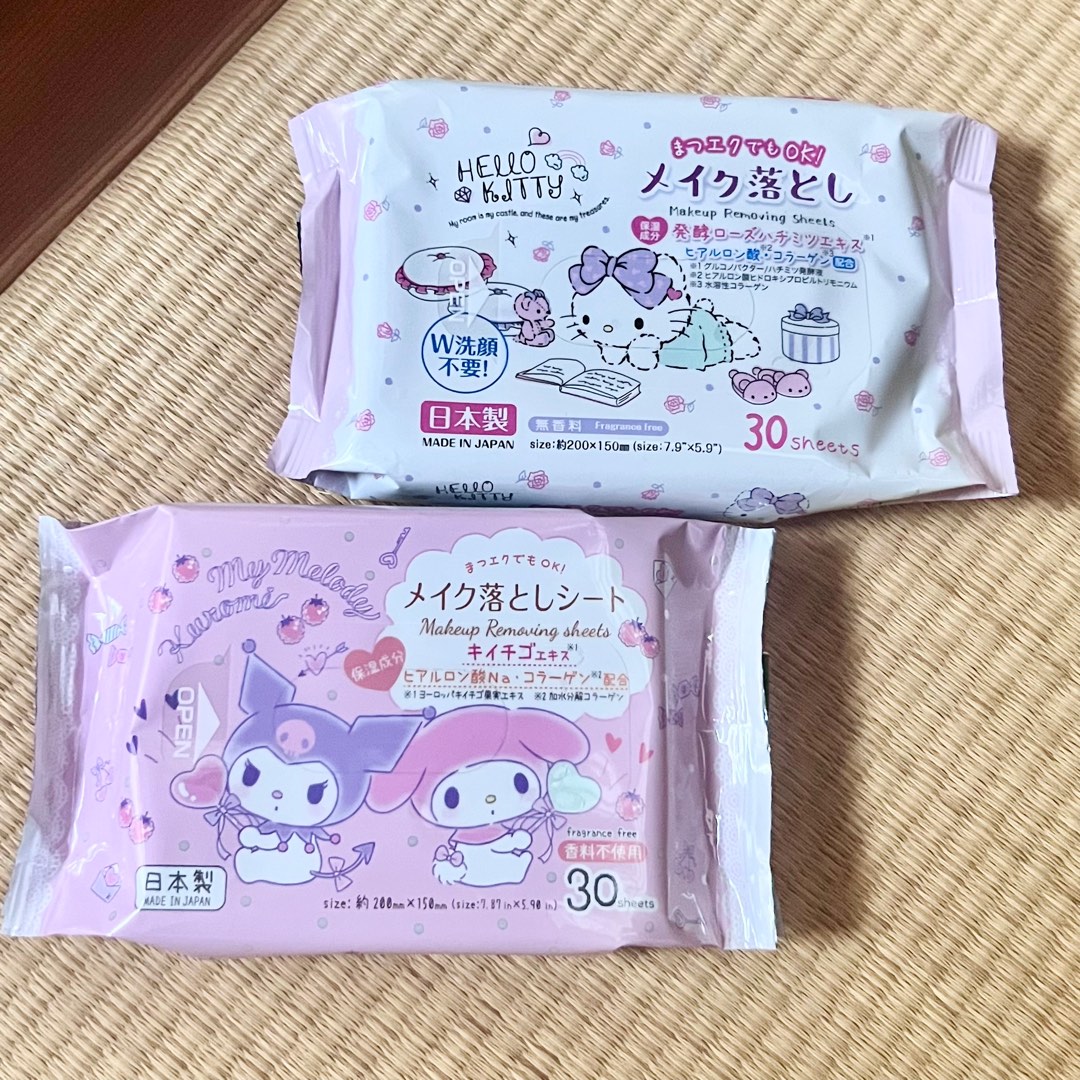 Auth Sanrio Hello Kitty / My Melody Makeup Removing Sheets 30 sheets ...
