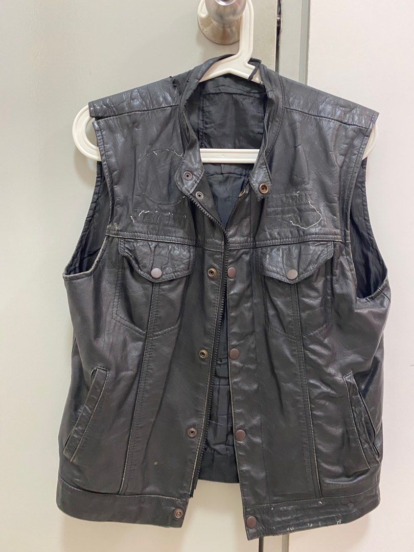 AUTHENTIC LEATHER JACKET VEST, Men's Fashion, Coats, Jackets and ...