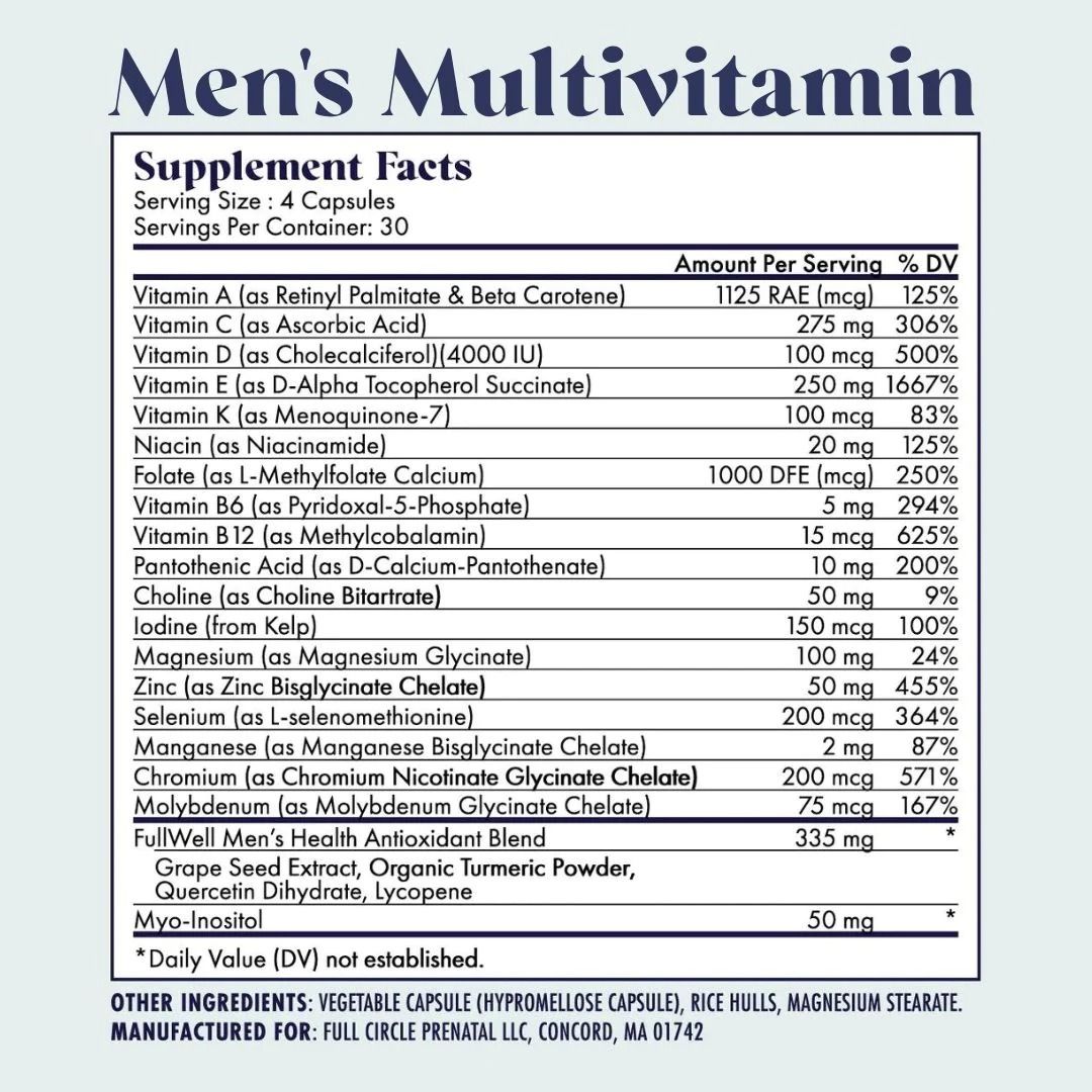 BN FullWell Men's Prenatal Fertility Vitality Multivitamin Supplements ...