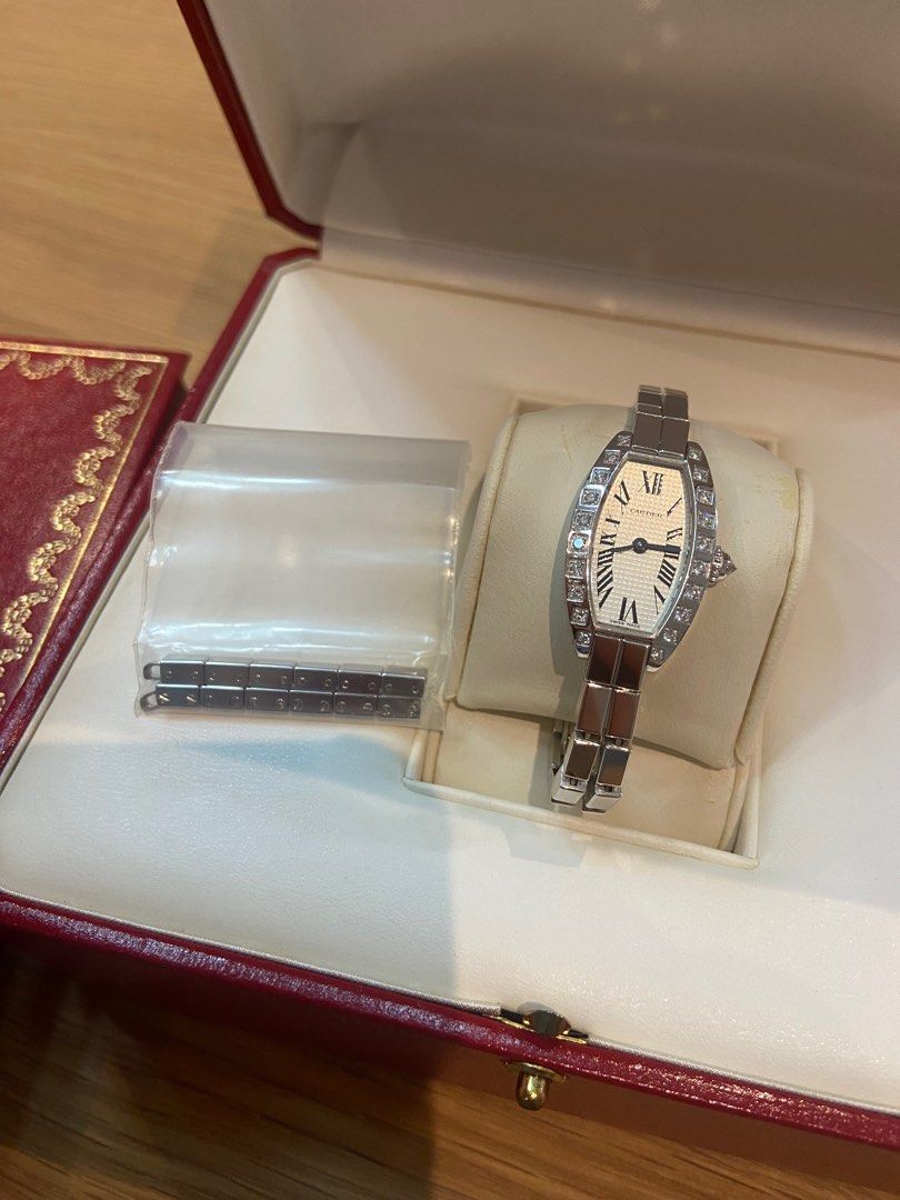 Cartier Mini Tonneau in 18K White Gold, Luxury, Watches on Carousell
