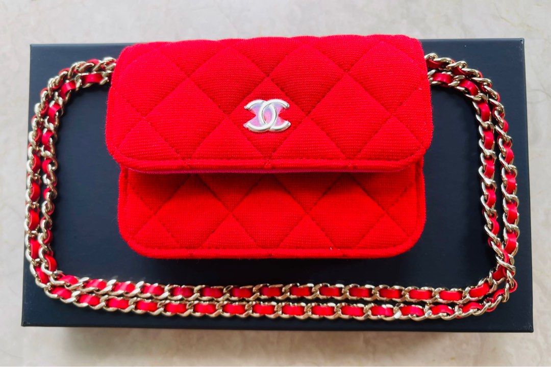 Chanel Red Clutch with chain, Luxury, Bags & Wallets on Carousell