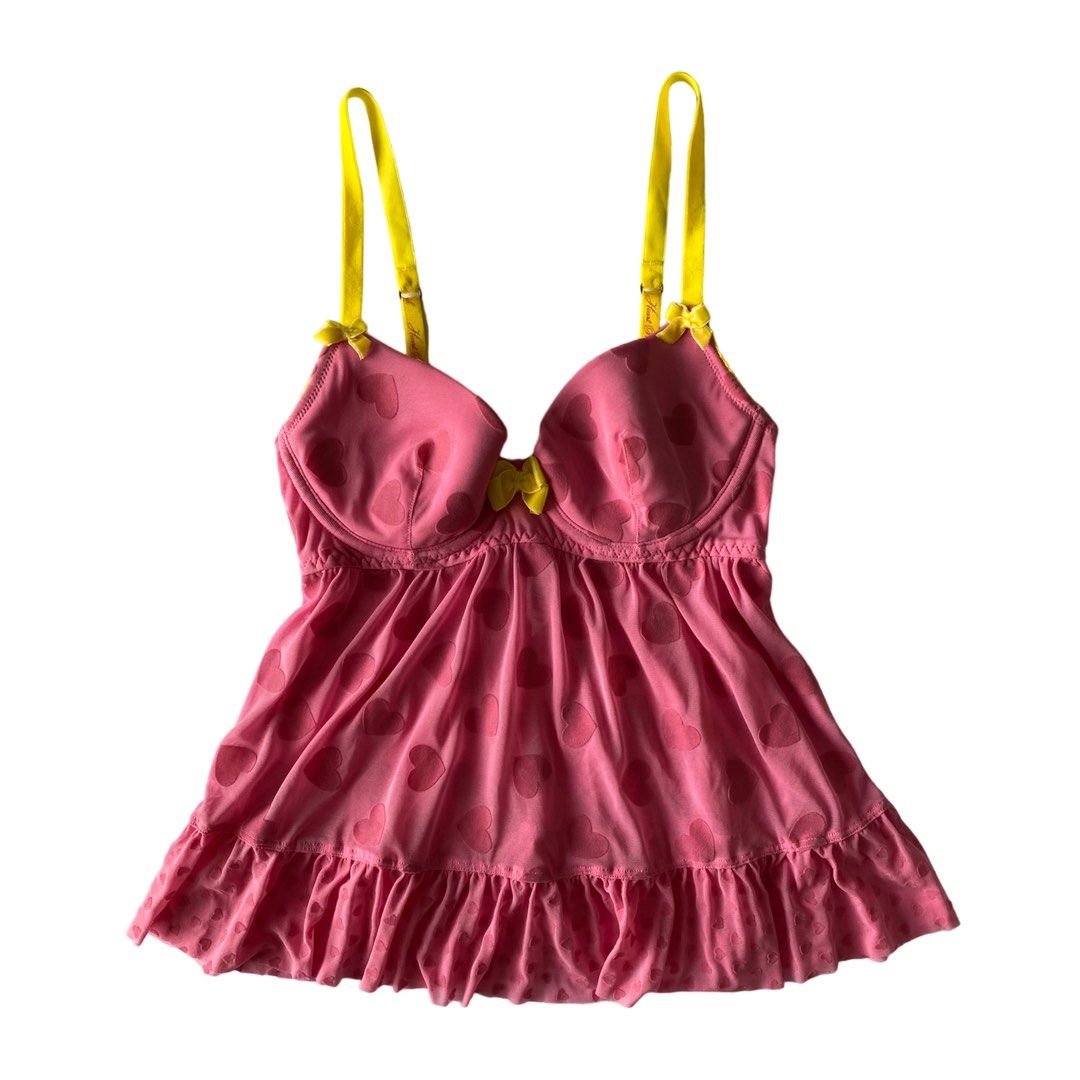 Vintage Victorias Secret Heart Pink babydoll bustier | velvet velour ...
