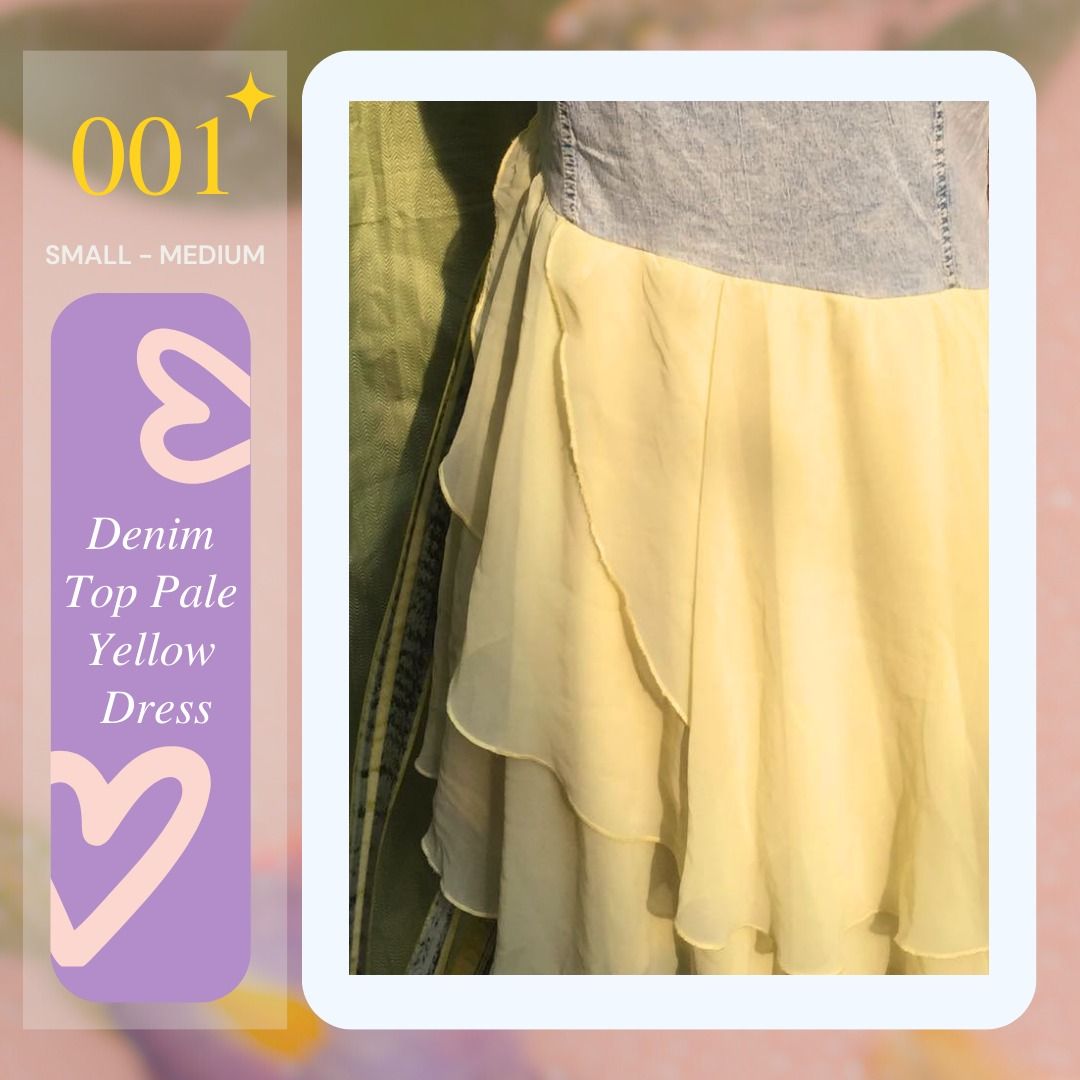 Denim Top Pale Yellow Dress, Women's Fashion, Dresses & Sets, Dresses ...