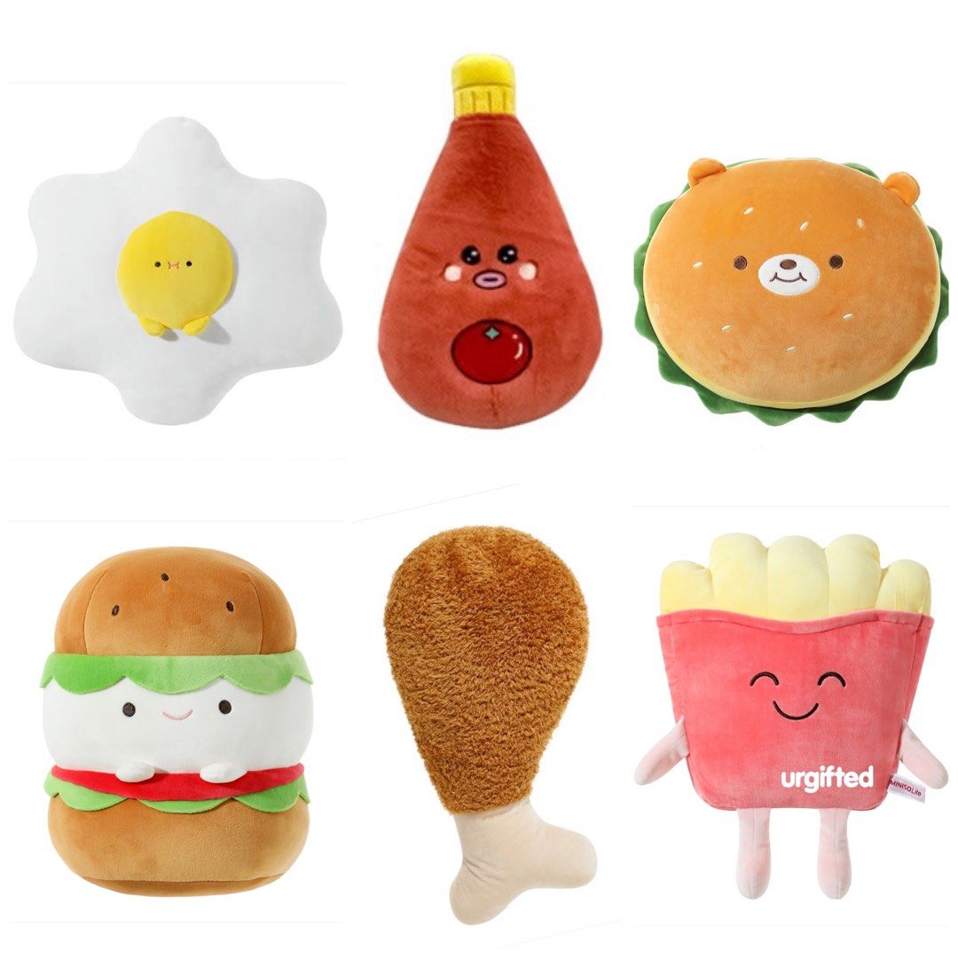 Food Plush Toy by Miniso (Hamburger Ketchup Omelette Fries Fried ...