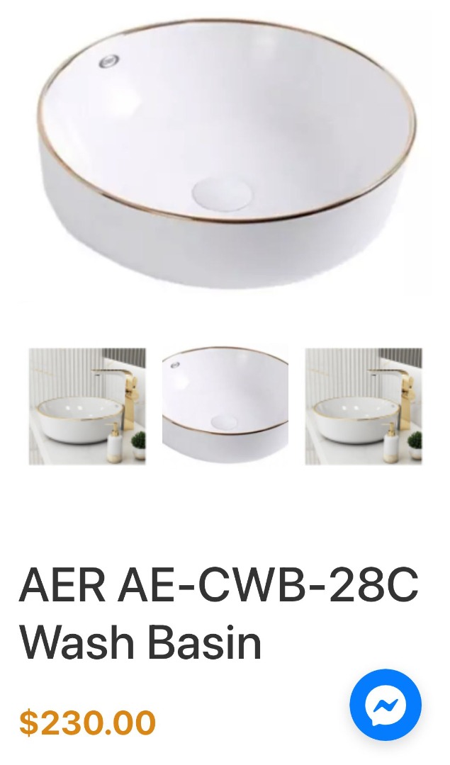 Gold Rim Circle Sink, Furniture & Home Living, Bathroom & Kitchen ...