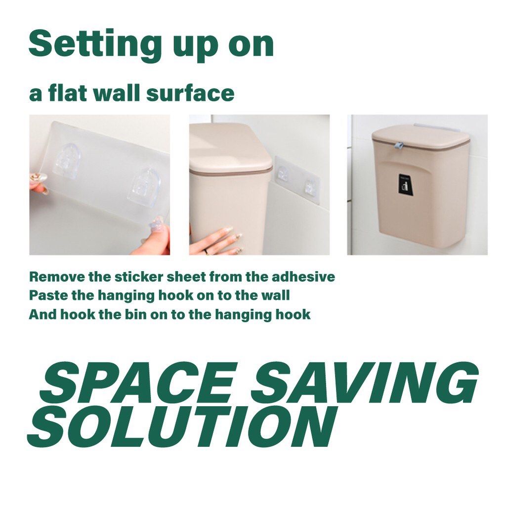 Hanging Waste Bin/ Dustbin/ Rubbish Bin with Lid, Furniture & Home ...