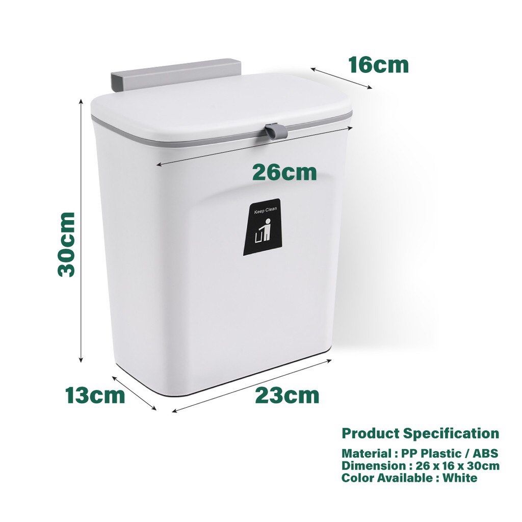 Hanging Waste Bin/ Dustbin/ Rubbish Bin with Lid, Furniture & Home ...
