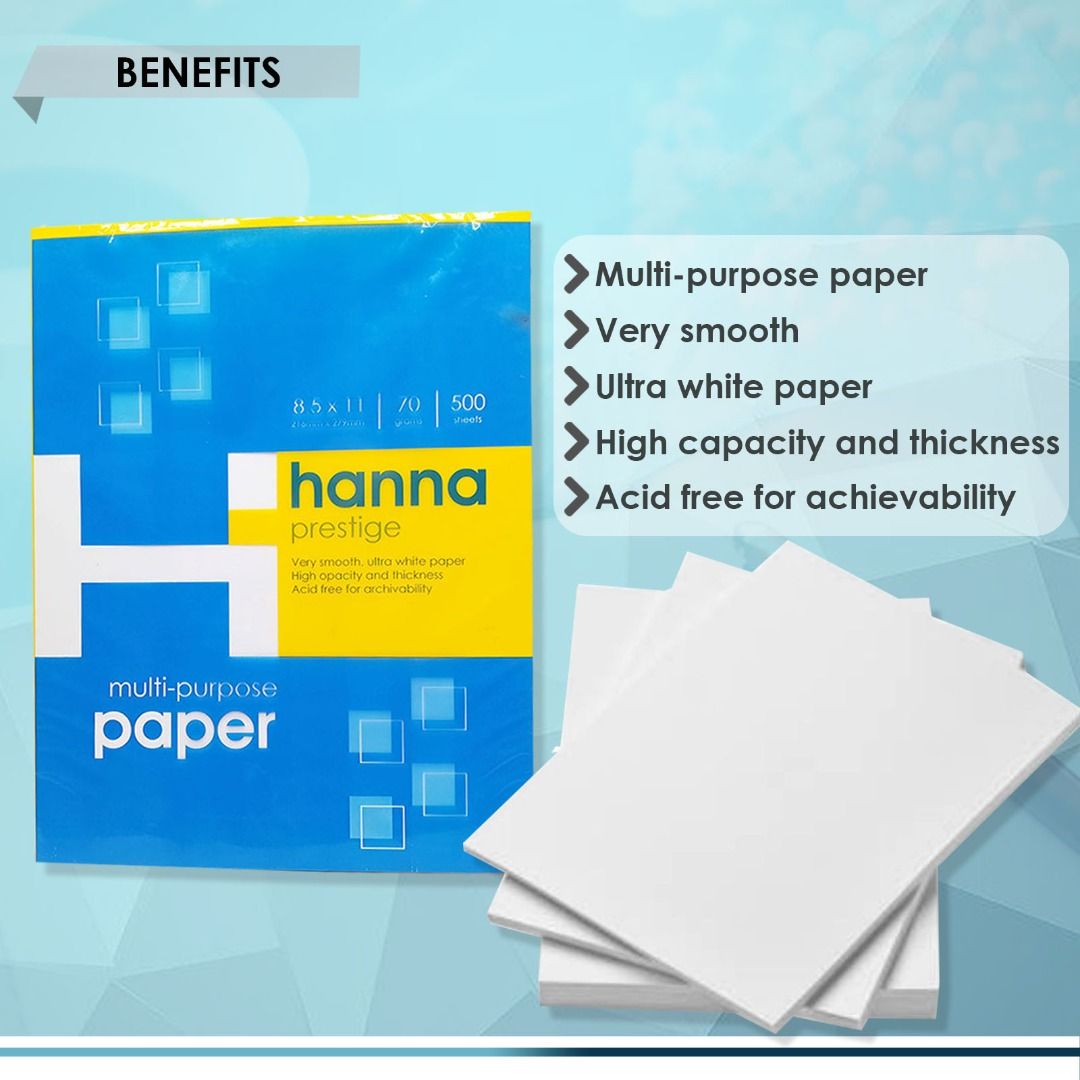 HANNA PRESTIGE BOND PAPER/ COUPON BOND, HARD COPY SHORT/ LETTER, 8.5x11 ...