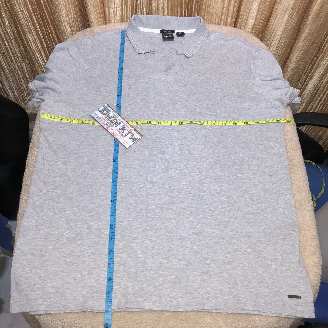 HUGO BOSS MEN’S POLO SHIRTS SPLIT PLOCKET LIGHT GREY LARGE (Please view ...