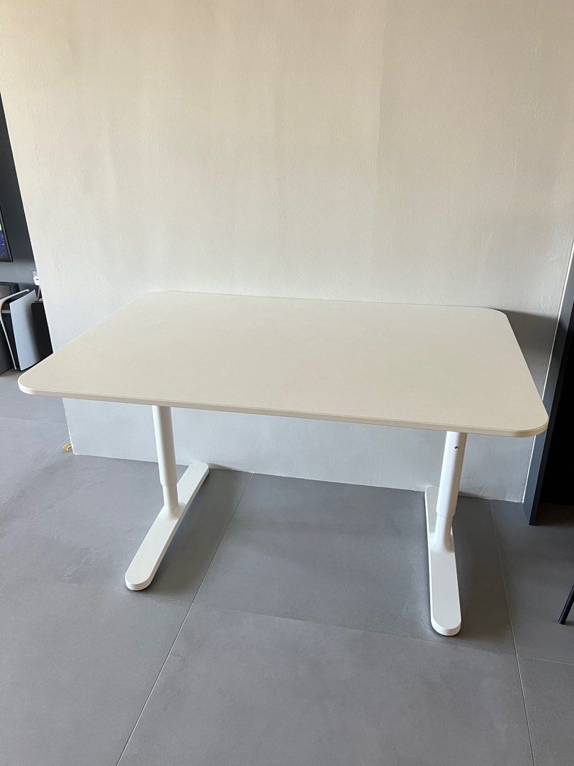 IKEA Bekant white desk, Furniture & Home Living, Furniture, Tables ...