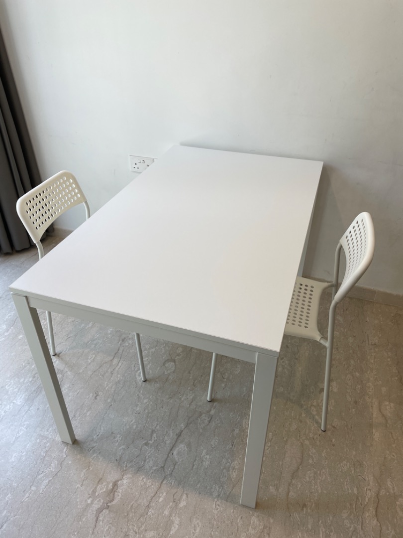 IKEA MELLTORP table 125x75cm with TWO CHAIRS (USED ONE MONTH ...