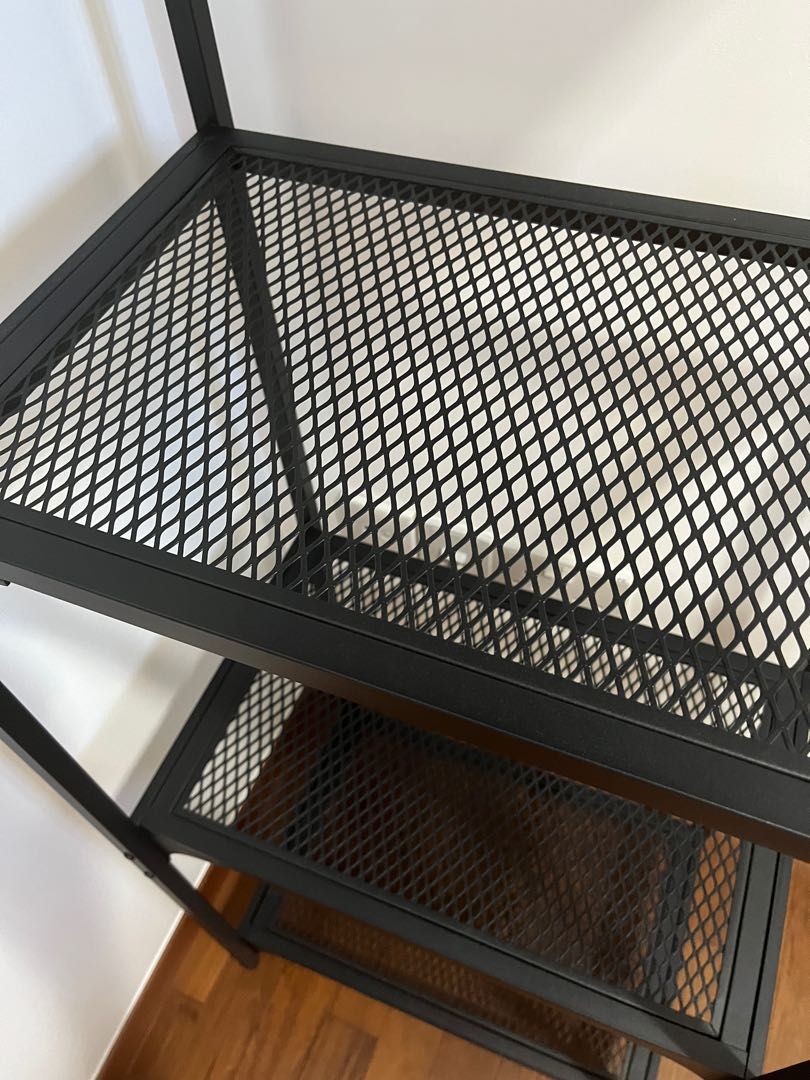 Ikea metal shelf with wooden top 50x36x135cm, Furniture & Home Living ...