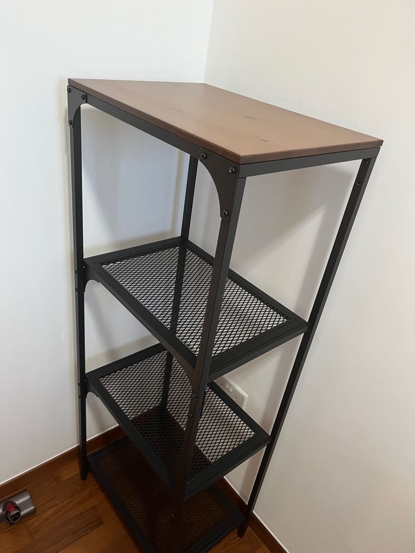 Ikea metal shelf with wooden top 50x36x135cm, Furniture & Home Living ...