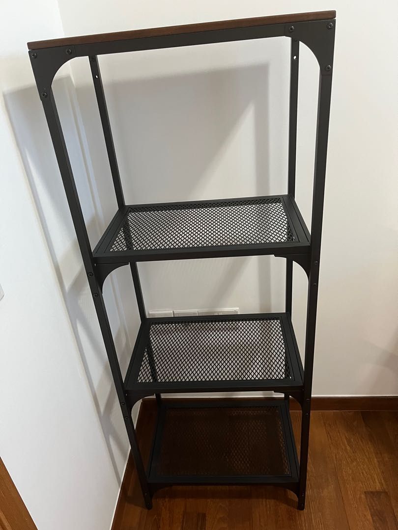 Ikea metal shelf with wooden top 50x36x135cm, Furniture & Home Living ...