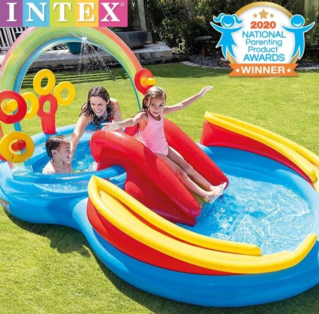 Intex inflatable Rainbow Pool + pump, Babies & Kids, Infant Playtime on ...