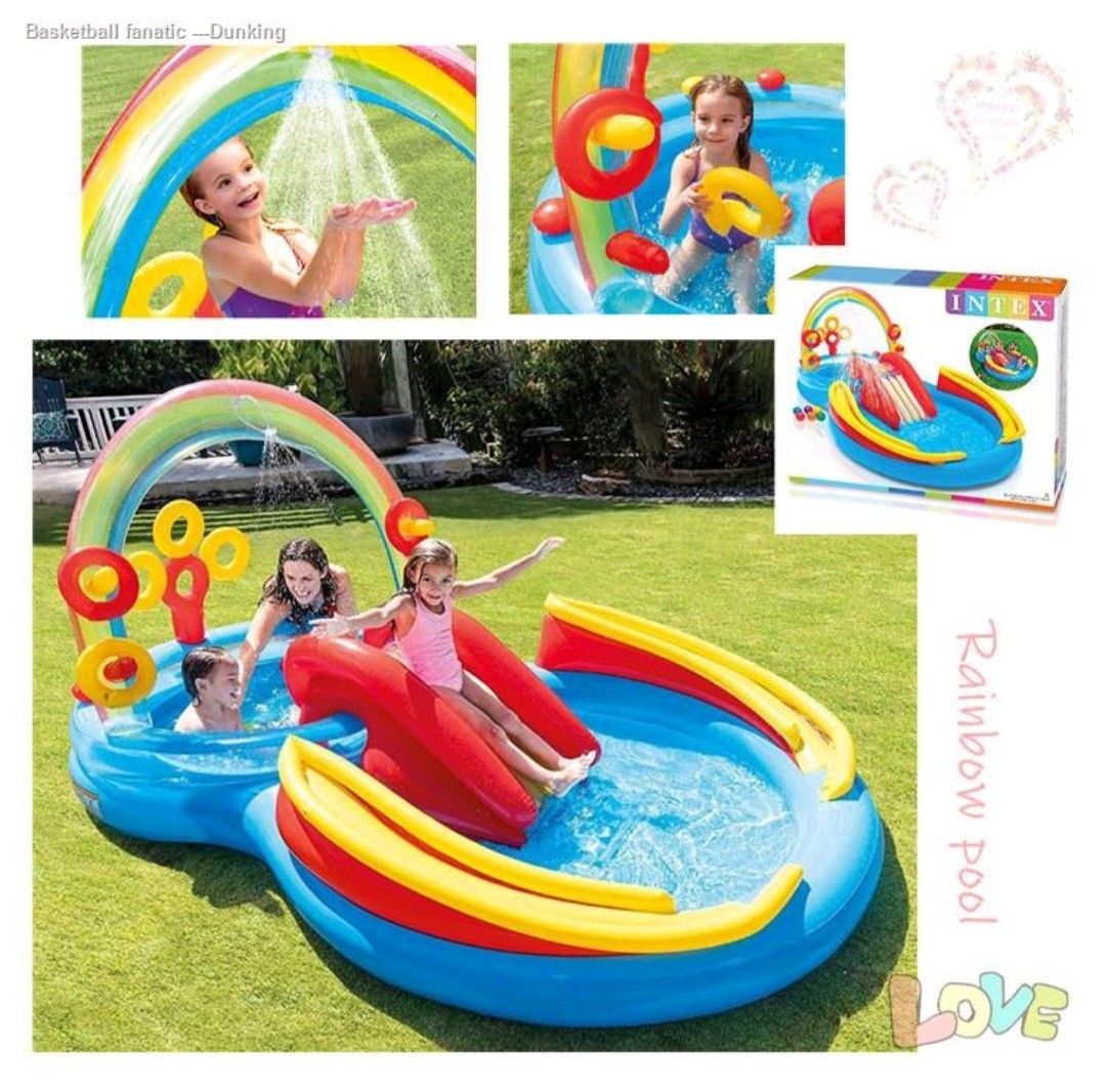 Intex inflatable Rainbow Pool + pump, Babies & Kids, Infant Playtime on ...