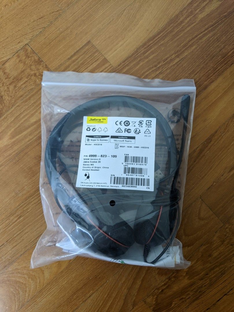 Jabra Evolve 20 MS Stereo Office Headset, Foam Cushion, USB-A, Audio ...