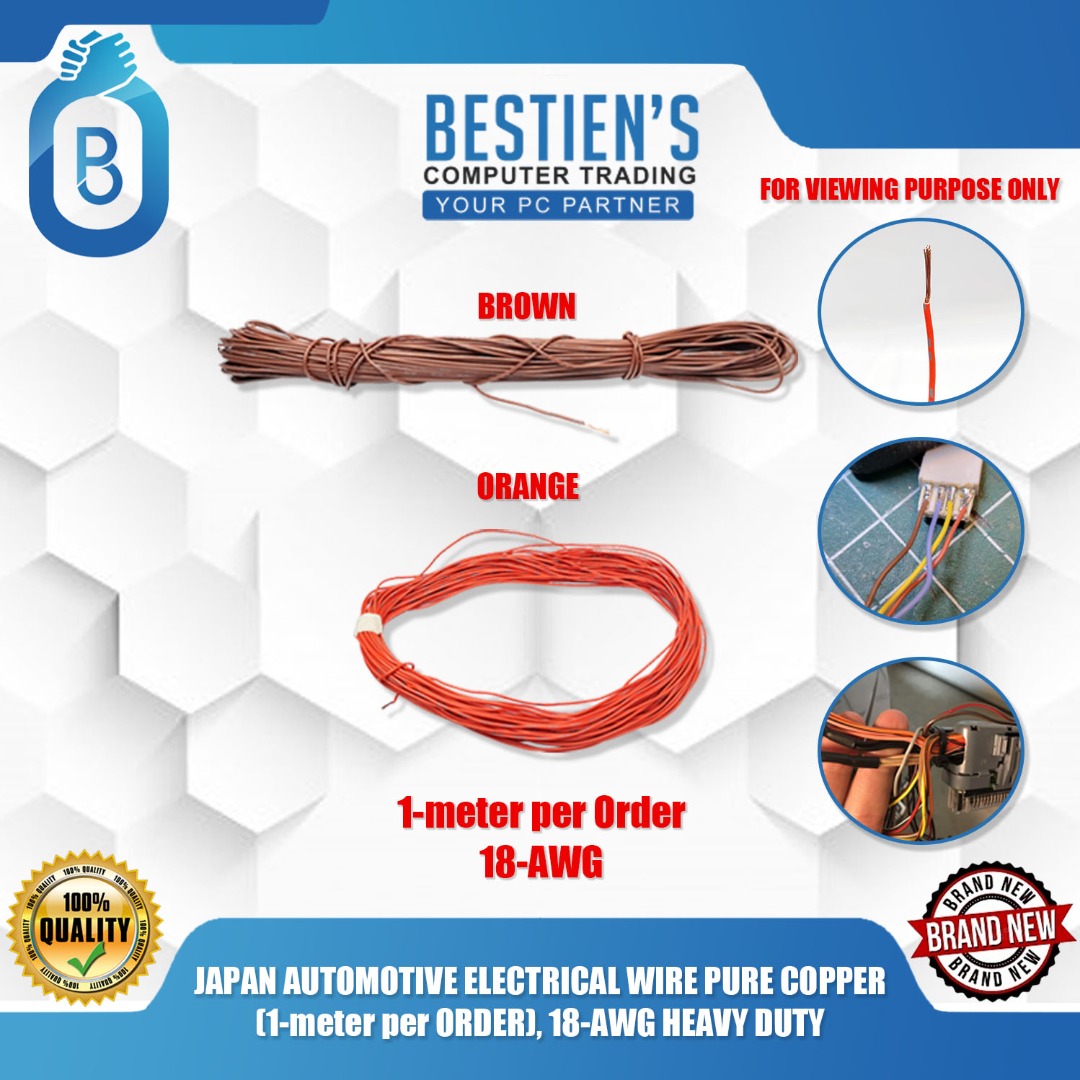 JAPAN AUTOMOTIVE ELECTRICAL WIRE PURE COPPER (1-meter per ORDER), 18 ...