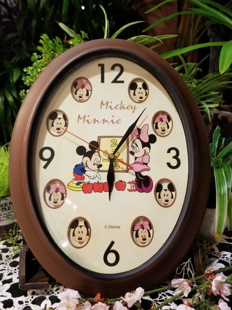 Japan Disney Vintage Mickey mouse oval wall clock, Furniture & Home ...