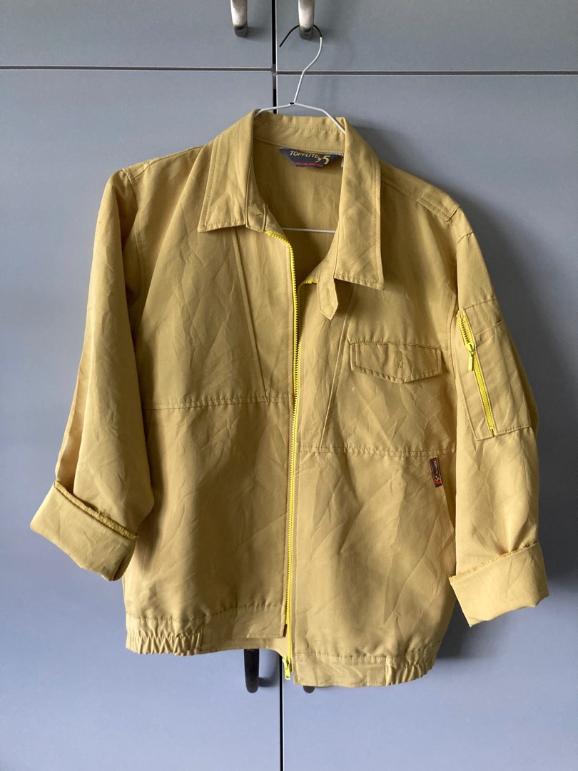 Vintage Japanese Mechanic Work Jacket - Pastel Yellow, Men's Fashion ...
