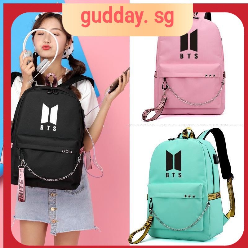 KPOP BTS EXO WANNAONE GOT7 TWICE BLACKPINK Backpack USB Charging School ...