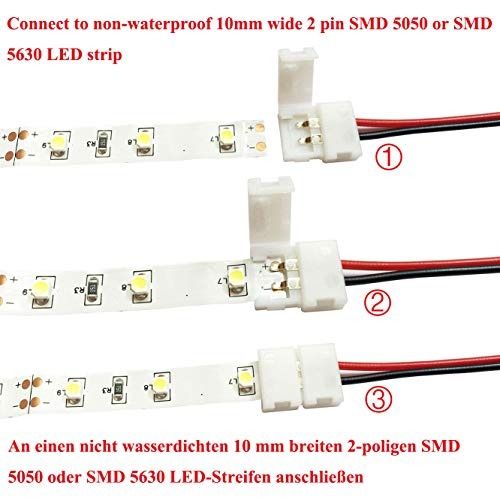 LitaElek 10 pcs LED Connector 2 Pin 10mm Wide SMD 5050 5630 Monochrome ...