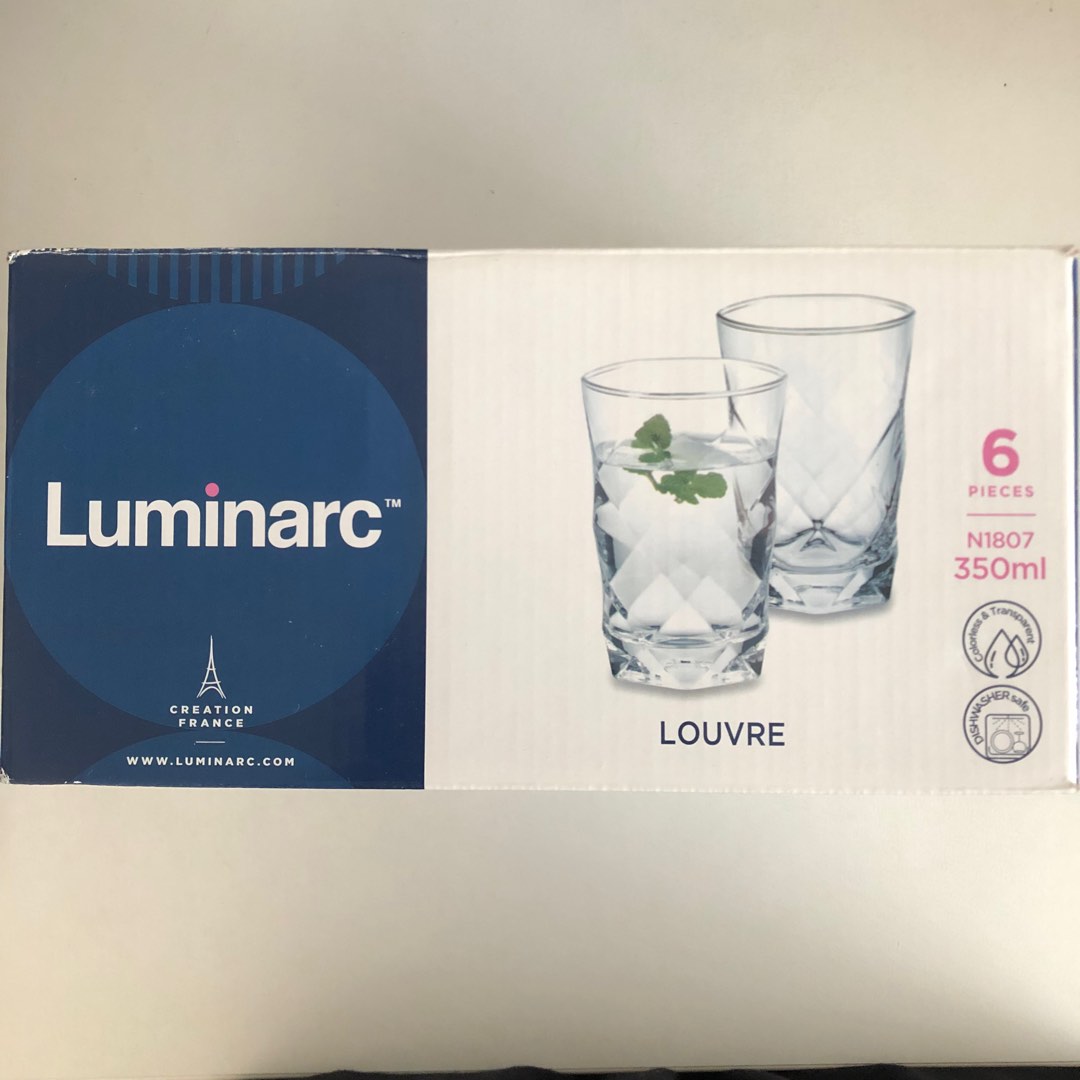 Luminarc Louvre Glass Cups Set, Furniture & Home Living, Kitchenware ...