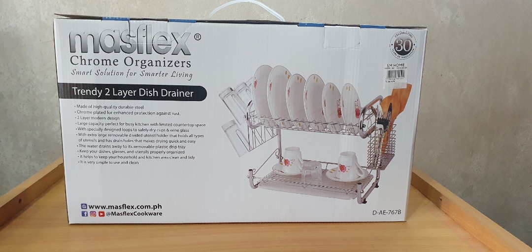 Masflex Trendy 2 Layer Dish Drainer Sealed, Furniture & Home Living ...