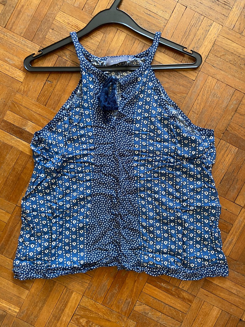 Mirrou Blue Top, Women's Fashion, Tops, Sleeveless on Carousell