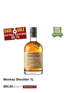 Monkey shoulder 1 litre with cage box limited, Food & Drinks, Beverages ...