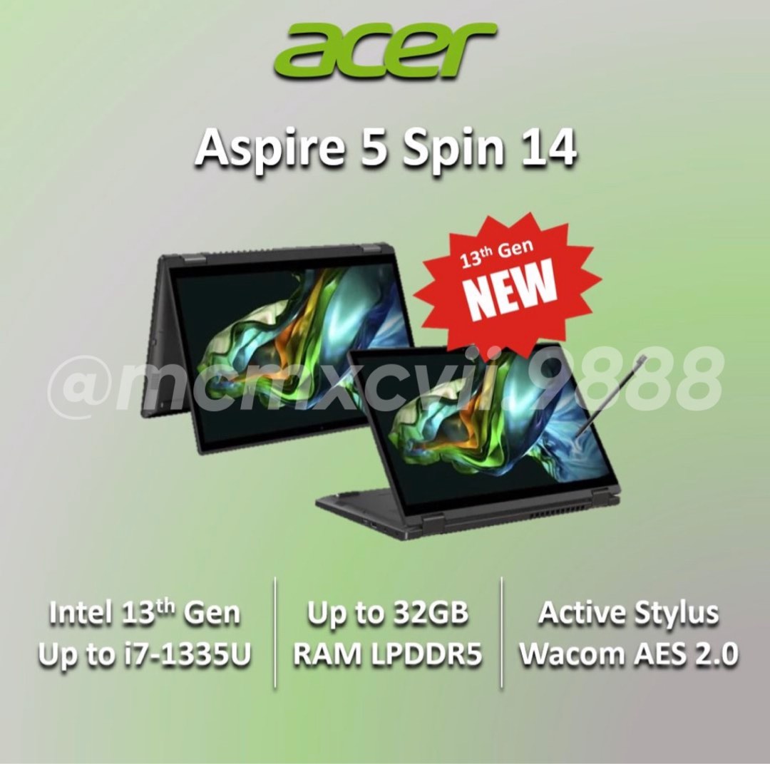 ACER ASPIRE 5 SPIN 14 INCH LAPTOP | 2 IN 1 CONVERTIBLE | WACOM AES 2.0 ...