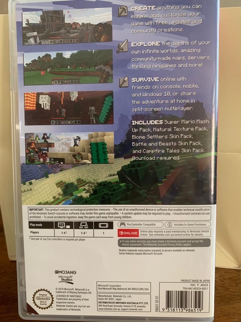 Nitendo Switch Minecraft, Video Gaming, Video Games, Nintendo on Carousell