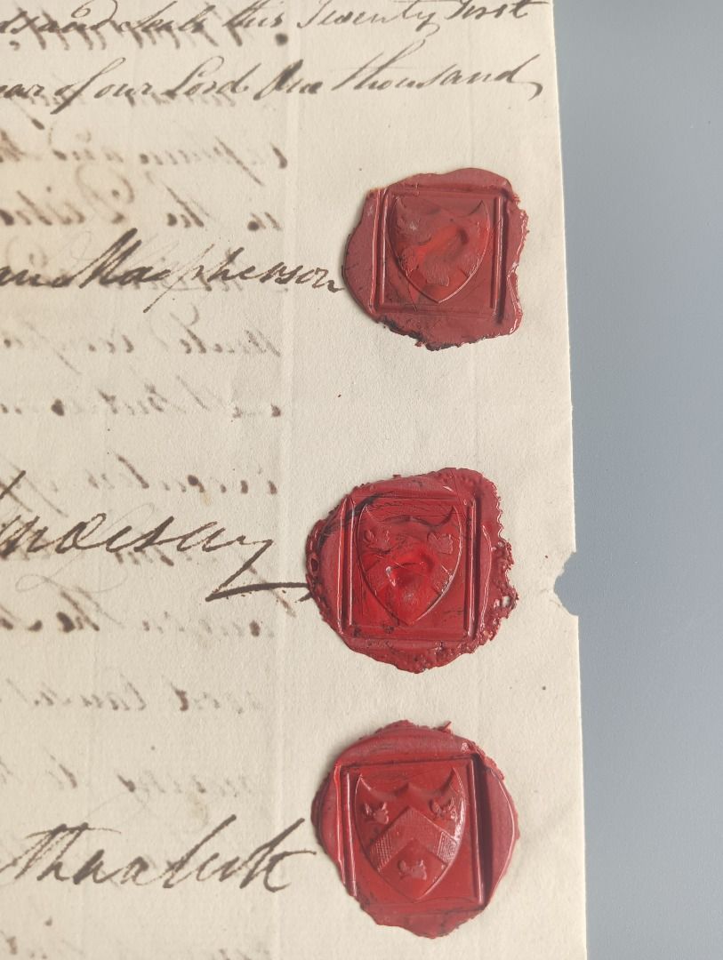 Notary - 1810 - East India Company - Calcutta - beautiful red wax seal ...