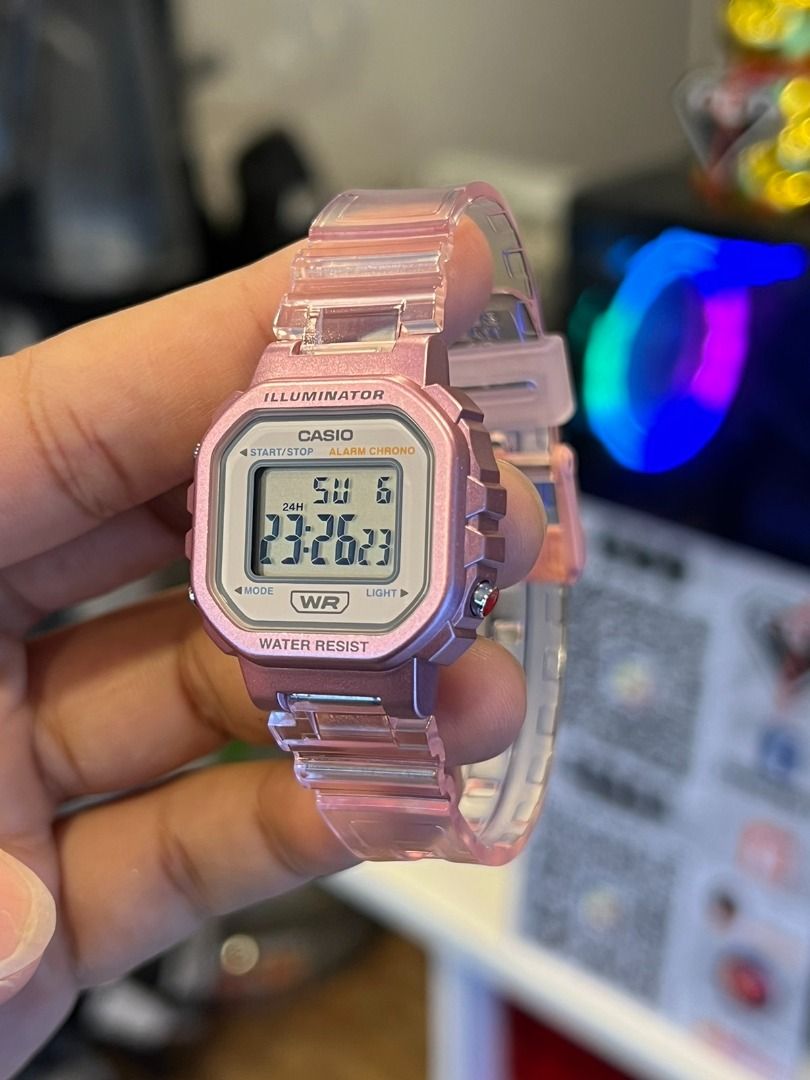 ORIGINAL CASIO Illuminator Digital PINK Transparent Resin Band Watch LA-20WHS-4ADF on Carousell