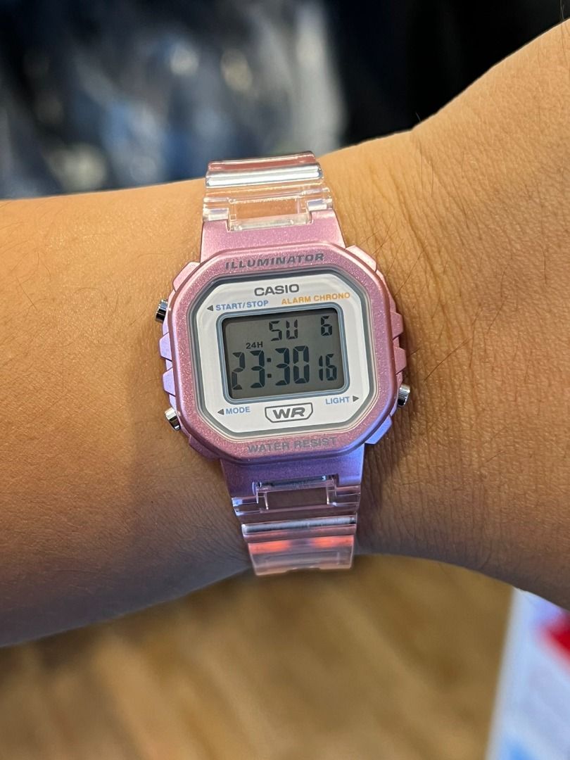 ORIGINAL CASIO Illuminator Digital PINK Transparent Resin Band Watch LA ...