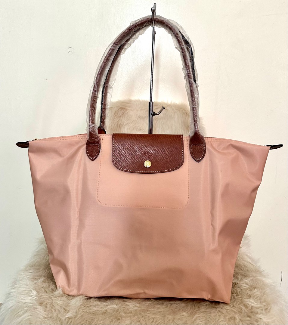 Original longchamp large long handle in peach, Luxury, Bags & Wallets ...